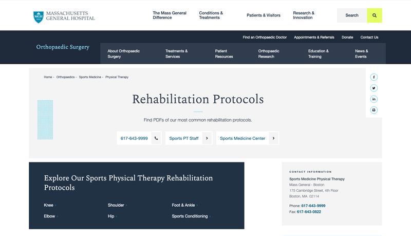 Physical Therapy Protocols - Orthopedics New England